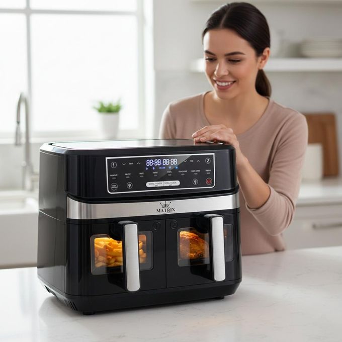 Friteuse Air Fryer Double Tiroirs 9L 1600W À Air Chaud - 8 Programmes ...
